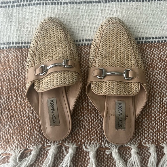 Steve Madden | Shoes | Steve Madden Kandi Raffia Woven Mules Slip On ...